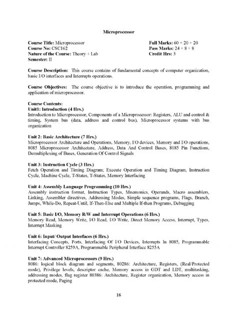 microprocessor bsc csit syllabus it college nepal pdf