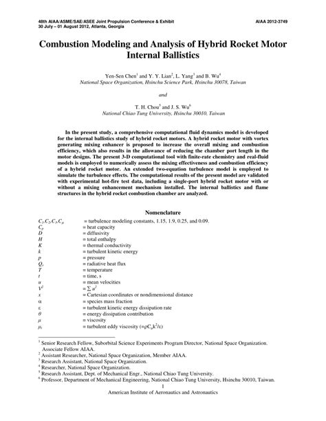 Pdf Combustion Modeling And Analysis Of Hybrid Rocket Motor Internal Ballistics