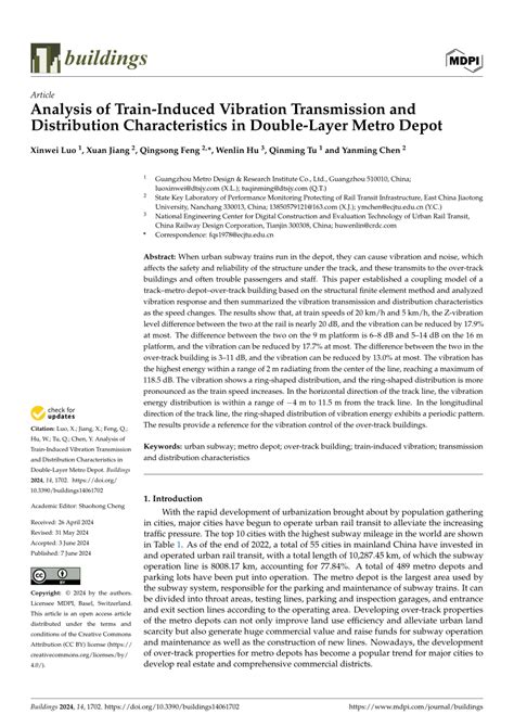 Pdf Analysis Of Train Induced Vibration Transmission And Distribution Characteristics In
