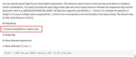 Query Flags Quick Reports Ifs Community