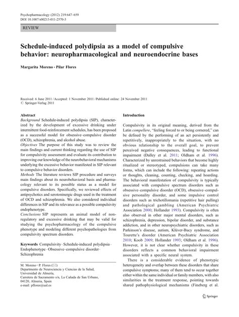 Pdf Schedule Induced Polydipsia Searching For The Endophenotype Of