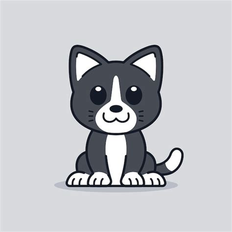 Premium Vector Cute Cat Sitting Down Illustration