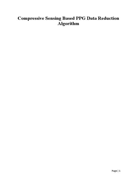 Compressive Sensing Based Ppg Data Reduction Algorithm Page 1