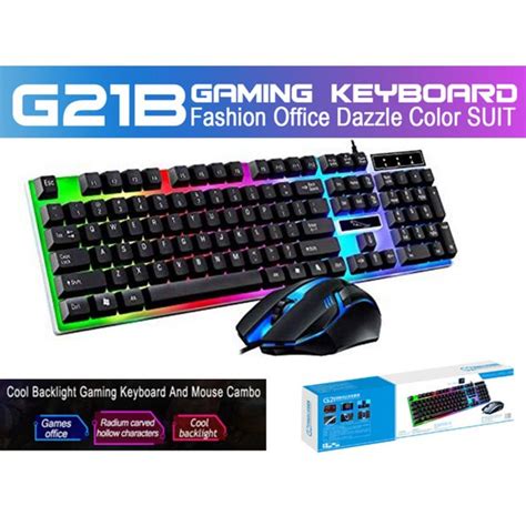 G21b Usb Wired 104 Keys Keyboard And Mouse Set Rainbow Color Backlight