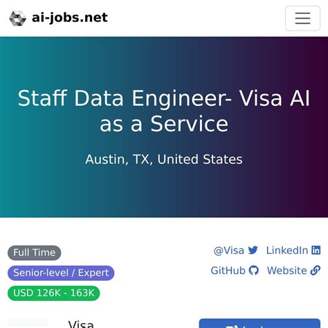 Hiring Staff Data Engineer Visa Ai As A Service In Austin Tx United States Raimljobs