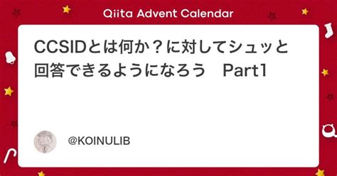 Ccsidとは何か？に対してシュッと回答できるようになろう Part1 Qiita Saori Koinuma