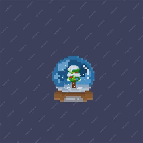 Premium Vector Spruce Tree In The Glass Ball In Pixel Art Style