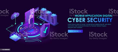 Isometric Mobile Phone Cyber Security Technology Stock Illustration