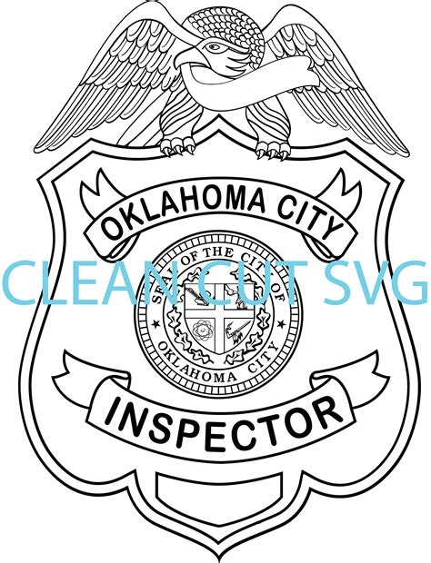 Artstation Oklahoma City Police Inspector Svg Badge Vector File Black White Vector Outline Or