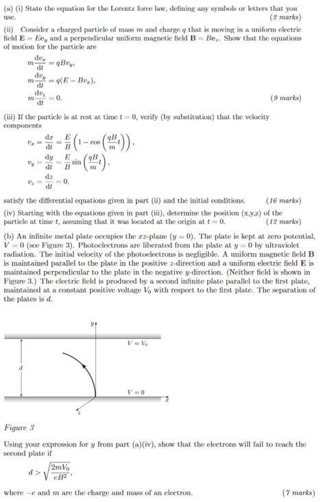 Solved A State The Equation For The Lorentz Force Law