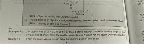 X M Hint Object Is Moving With Uniform Velocity 12 The X T Graph