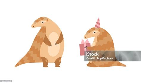 발톱 발 스탠딩 과 유지 선물 상자 벡터 세트판골린 또는 비늘 안터 천산갑에 대한 스톡 벡터 아트 및 기타 이미지 천산갑 각질층 개미핥기 Istock