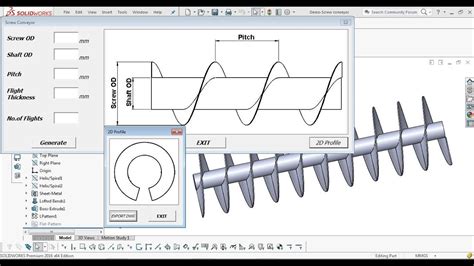 Screw Conveyor Automation Solidworks Macro Api Youtube
