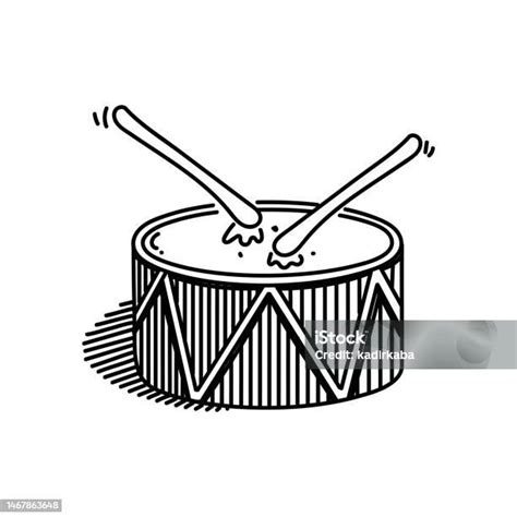 장난감 드럼 라인 아이콘 스케치 디자인 픽셀 완벽 편집 가능한 스트로크 검은색에 대한 스톡 벡터 아트 및 기타 이미지 검은색