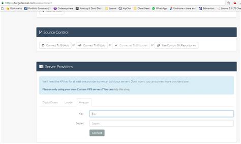 Laravel Forge Configuration What To Put In Server Providersamazon