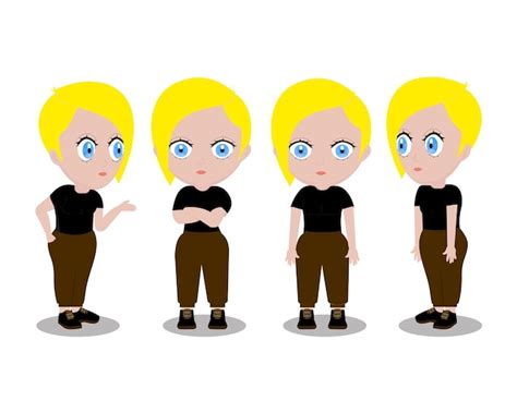 Premium Vector Female Character In 4 Positions