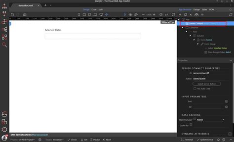 wappler documentation using date range picker with dynamic values