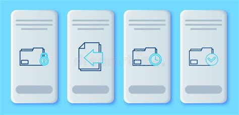 Set Line Next Page Arrow Document Folder With Clock Folder And And Check Mark Icon Vector