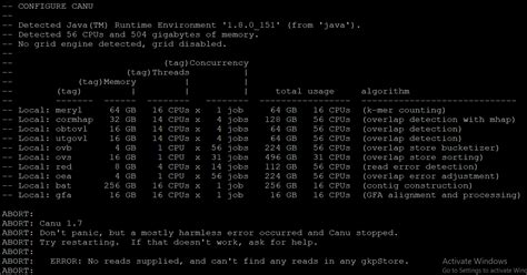 Canu Failed With Gatekeeper Store Exists But Contains No Reads Issue Marbl Canu