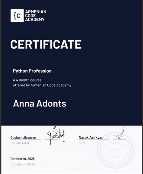 Earned Python Professional Certificate Anna Adonts Posted On The Topic Linkedin
