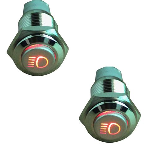 EE Support 2 Pcs 16mm Driving Lights Push Button ON OFF Switch Fogs Red Light Switch LED S Head