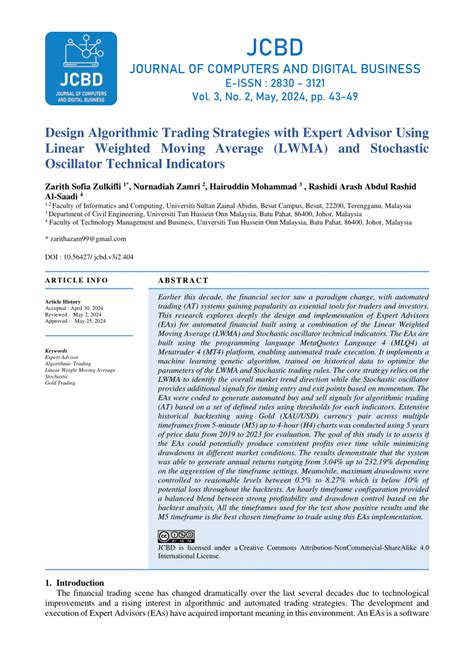 pdf design algorithmic trading strategies with expert advisor using