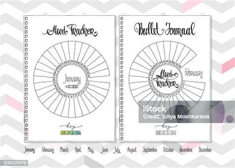 손으로 쓴 귀여운 숫자와 글자 공백 무드 추적기 글머리 기호 저널 템플릿입니다 추적자에 대한 스톡 벡터 아트 및 기타 이미지