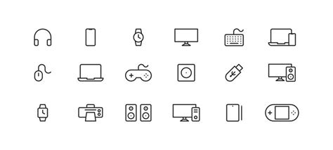 Premium Vector Device Thin Line Icon Set Computer Laptop Smartphone Tablet Smartwatch Etc