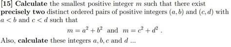 solved [15] calculate the smallest positive integer m such