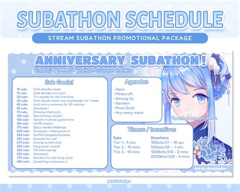 Stream Subathon Template For Twitch Youtube Streaming Blue Etsy Australia