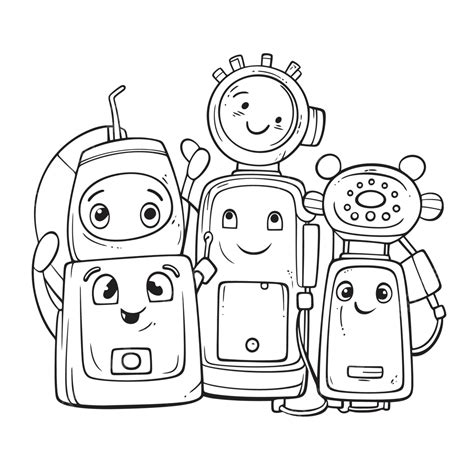 캐릭터 및 장난감 색칠 페이지 개요 스케치 드로잉 그룹 벡터 전화 그리기 전화 개요 전화 스케치 Png 일러스트 및 벡터 에 대한 무료 다운로드 Pngtree