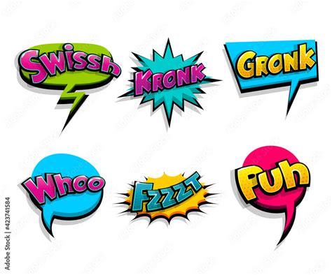 Lettering . Comic text logo sound effects. Vector bubble icon speech phrase, cartoon font label ...