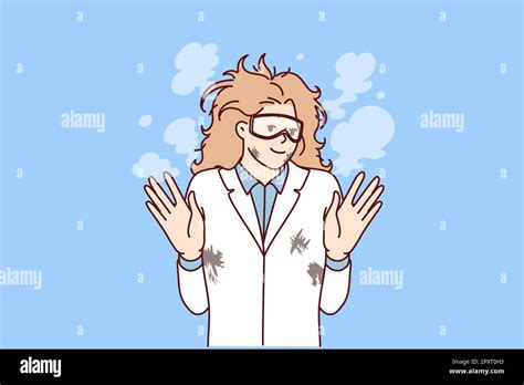 Woman Mad Scientist With Tousled Hair After Failed Experiment With