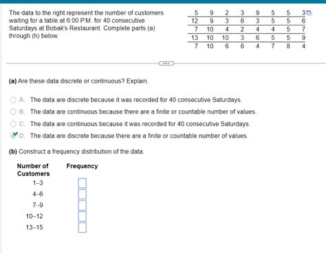 Solved The data to the right represent the number of | Chegg.com