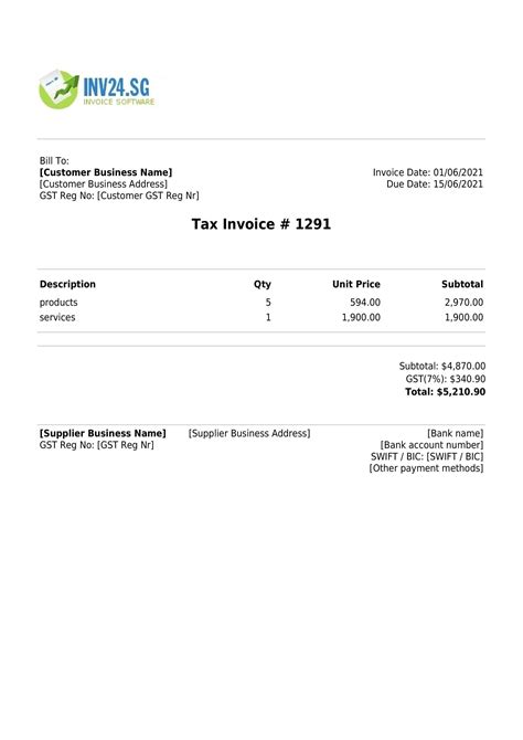 Gst Invoice In Singapore Definition Sample And Creation