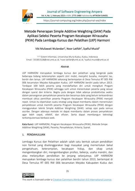 pdf metode penerapan simple additive weighting saw pada aplikasi