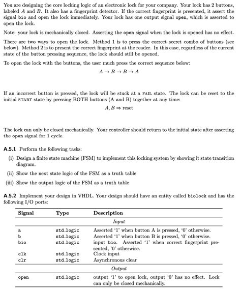 Solved You Are Designing The Core Locking Logic Of An