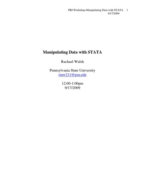 Manipulating Data With Stata Pdf Factor Analysis Dummy Variable
