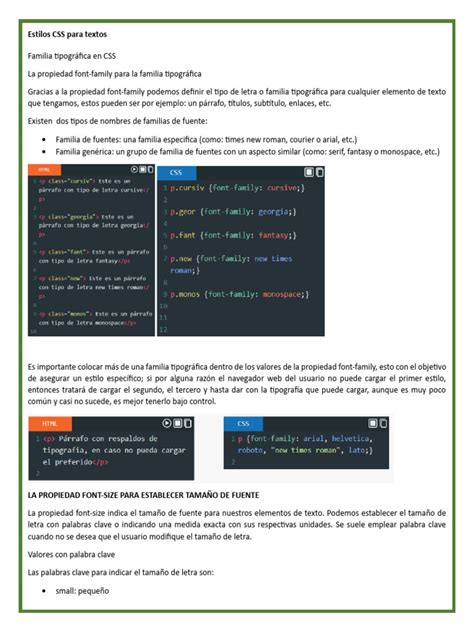 Estilos Css Para Textos Pdf Tipografía Texto