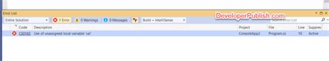 C Error Cs0165 Use Of Unassigned Local Variable Name