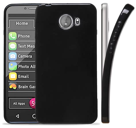 Case For Jitterbug Smart2 Jet Black Glossy Flex Gel Tpu Skin Slim Cover For Greatcall Jitterbug