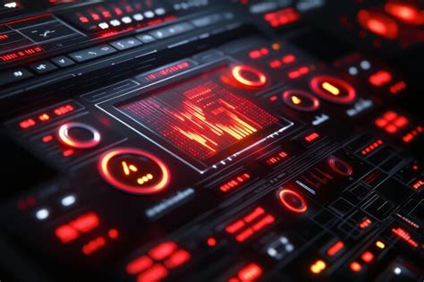 Red Illuminated Control Panel With Digital Display Premium AI Generated Image