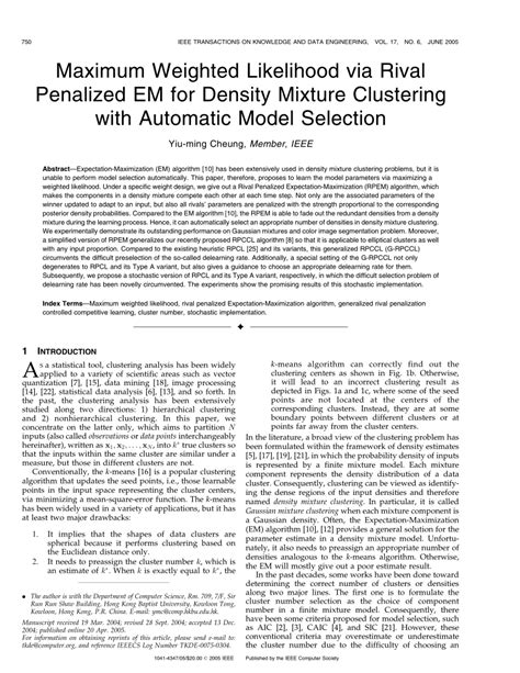 Pdf Maximum Weighted Likelihood Via Rival Penalized Em For Density Mixture Clustering With