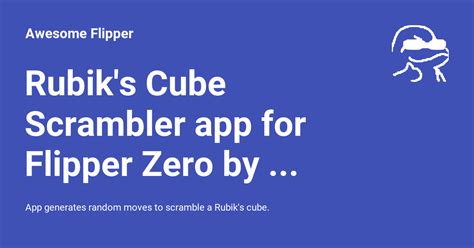 Rubiks Cube Scrambler App For Flipper Zero By Check Repo Awesome Flipper