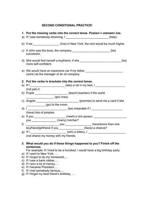 Second Conditional Clause Online Exercise For Live Worksheets