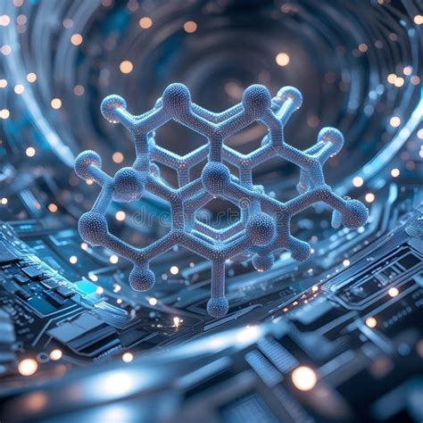 3d illusrtation of graphene molecules nanotechnology background