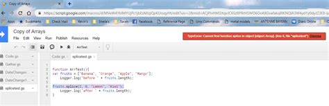 Javascript Google Apps Script Function Splice Not Working Stack