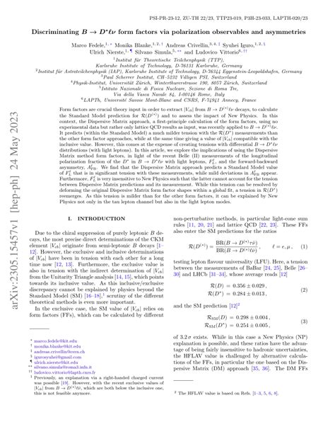 Pdf Discriminating Bto D Ellnu Form Factors Via Polarization