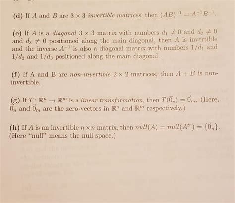 Solved (d) If A and B are 3 x 3 invertible matrices, then | Chegg.com