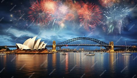 Premium Ai Image A Dramatic Scene Of Australia Day Fireworks Over